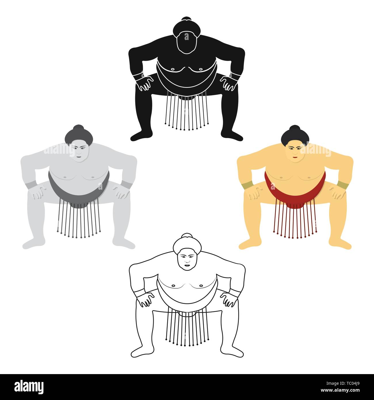 Sumo-ringer Symbol im Cartoon Stil, schwarz auf weißem Hintergrund ...