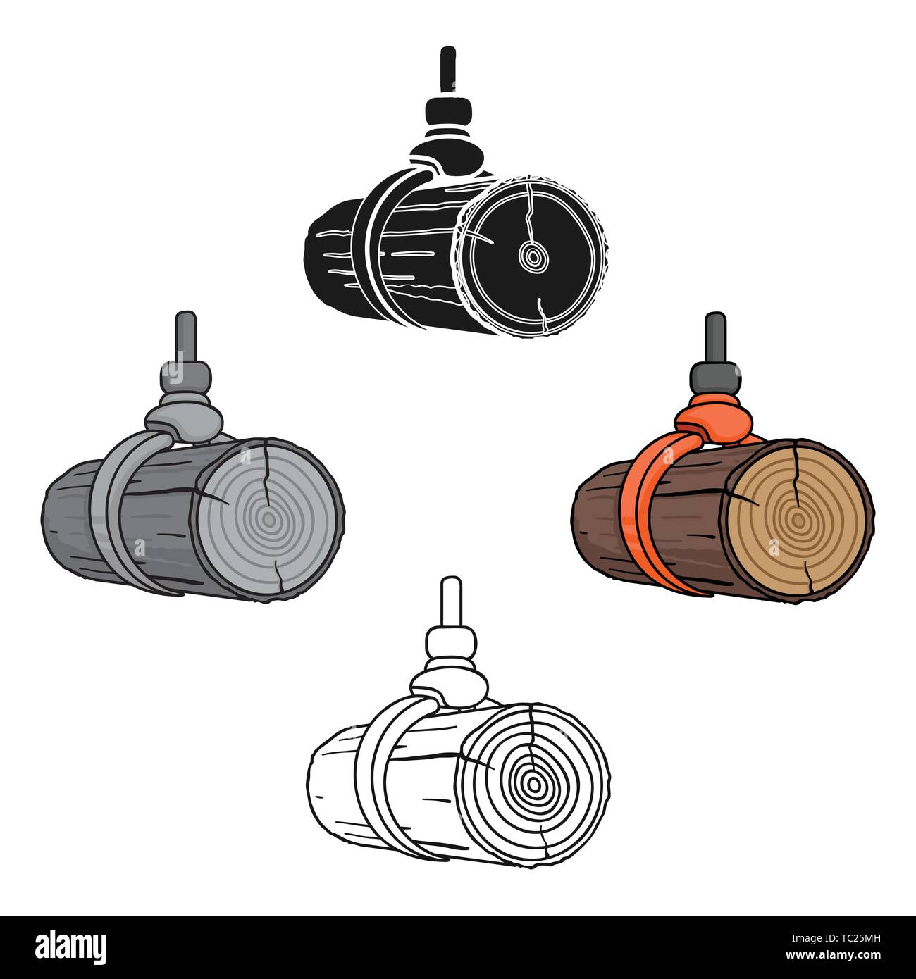 Hydraulischer kran Symbol im Cartoon Stil, schwarz auf weißem ...