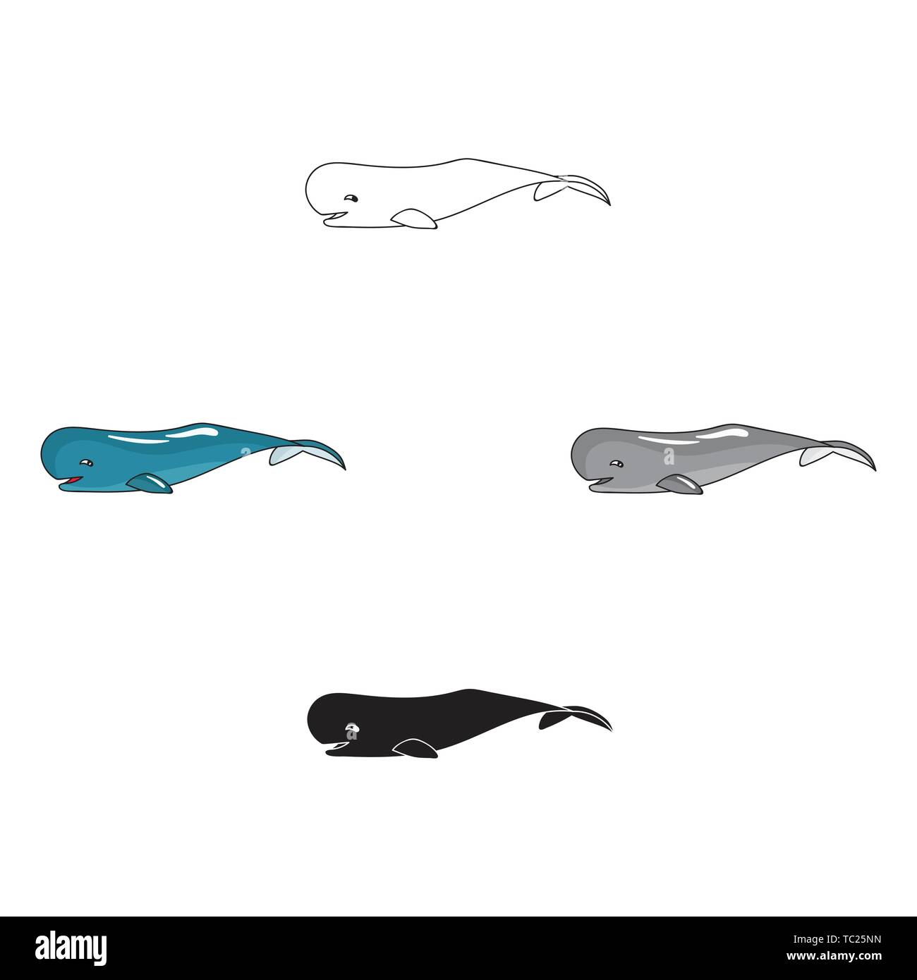 Pottwal Symbol im Cartoon, Design in schwarz auf weißem Hintergrund ...