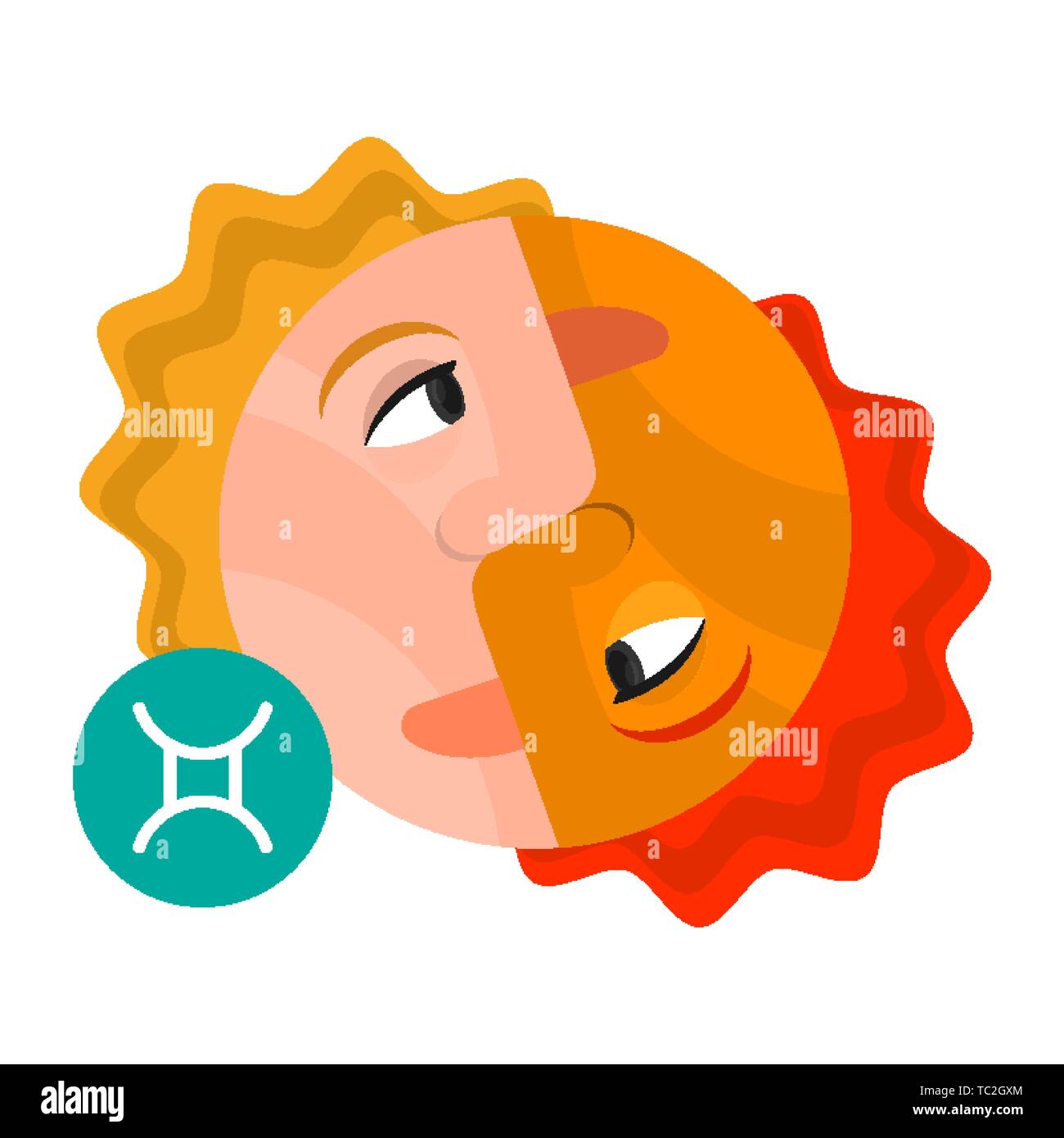 Zwillinge Astrologie Zeichen auf weißem isoliert. Horoskop Symbol als ...