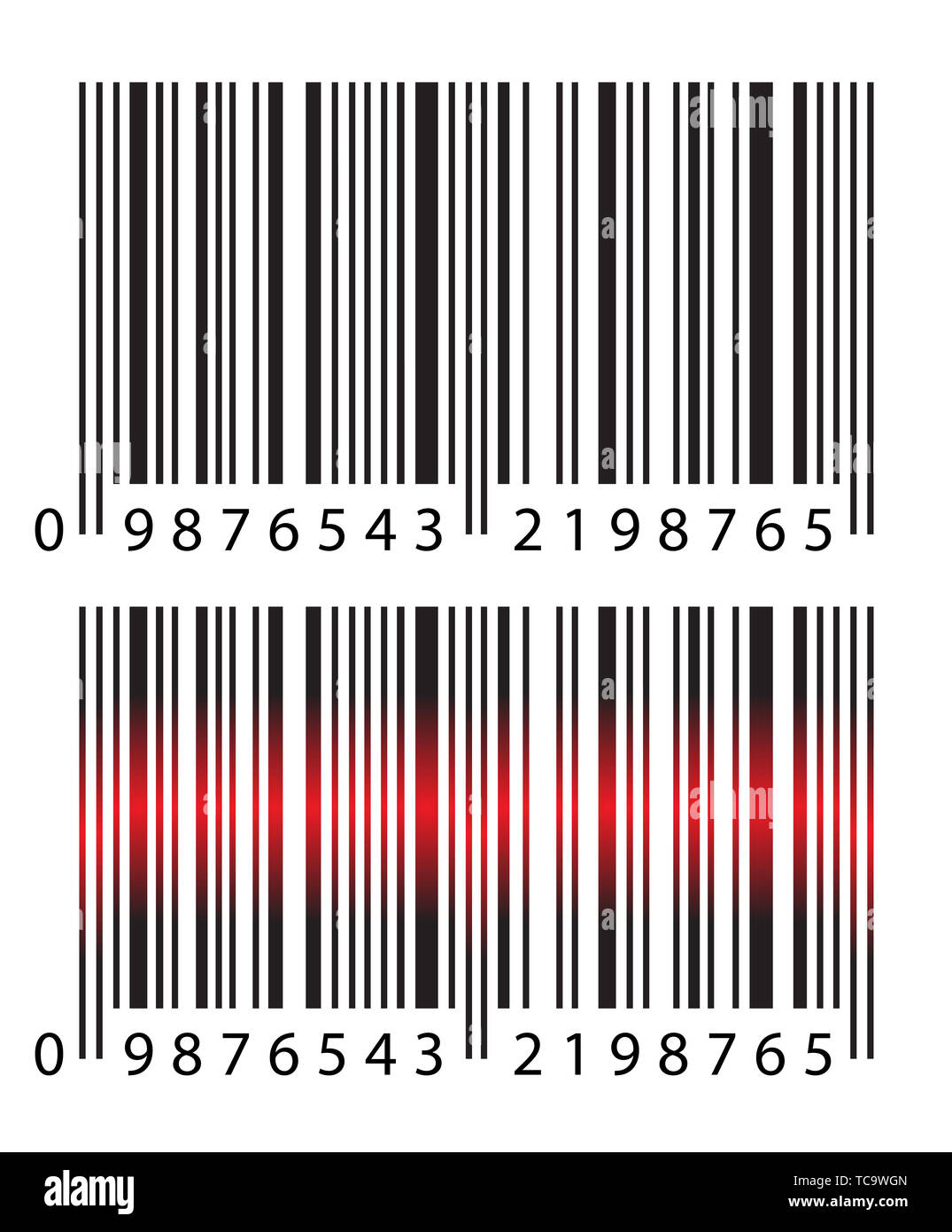 Moderne realistische Einfache Barcode und Strichcode mit rotem ...