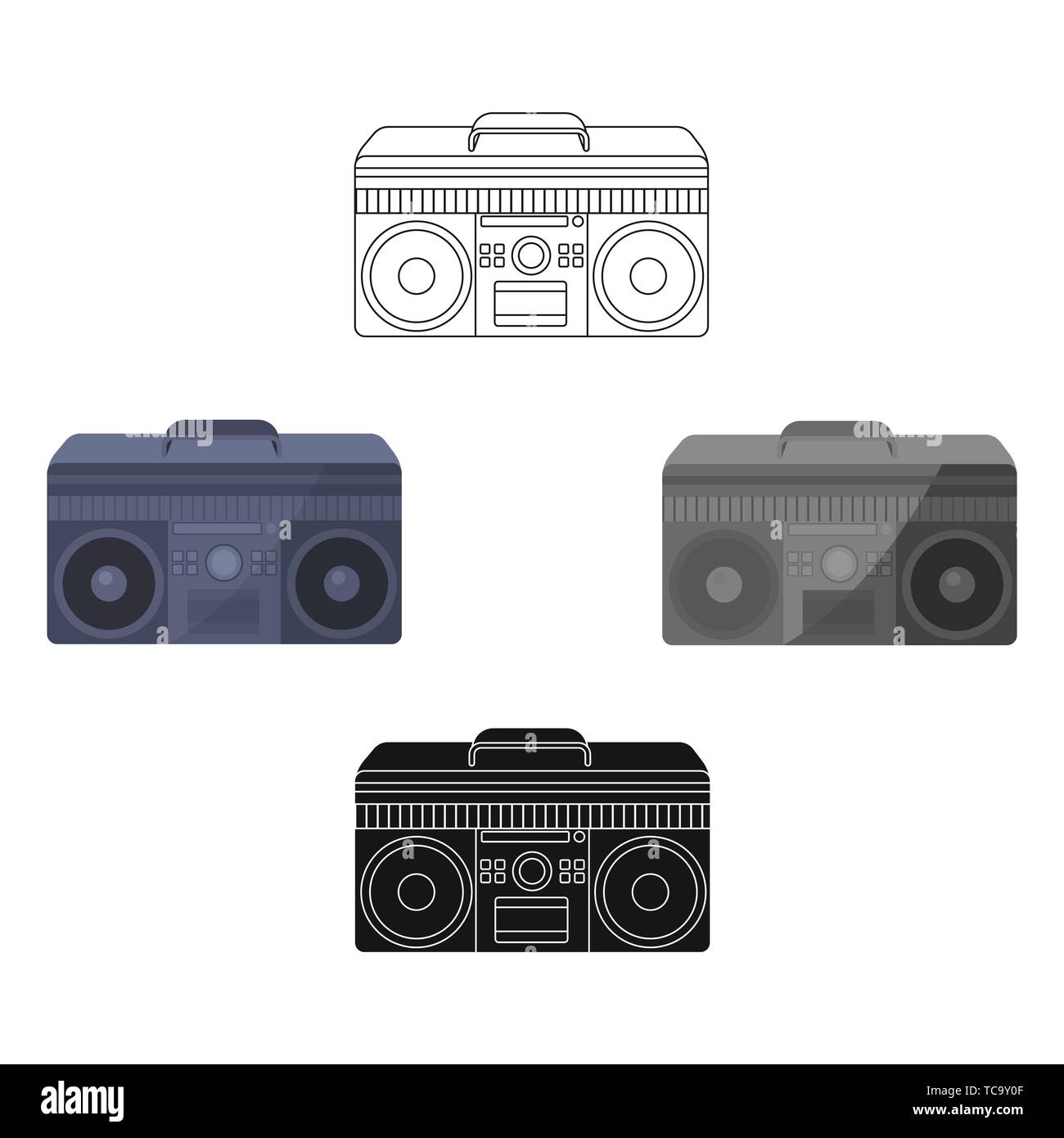 Boombox Symbol im Cartoon, Design in schwarz auf weißem Hintergrund ...