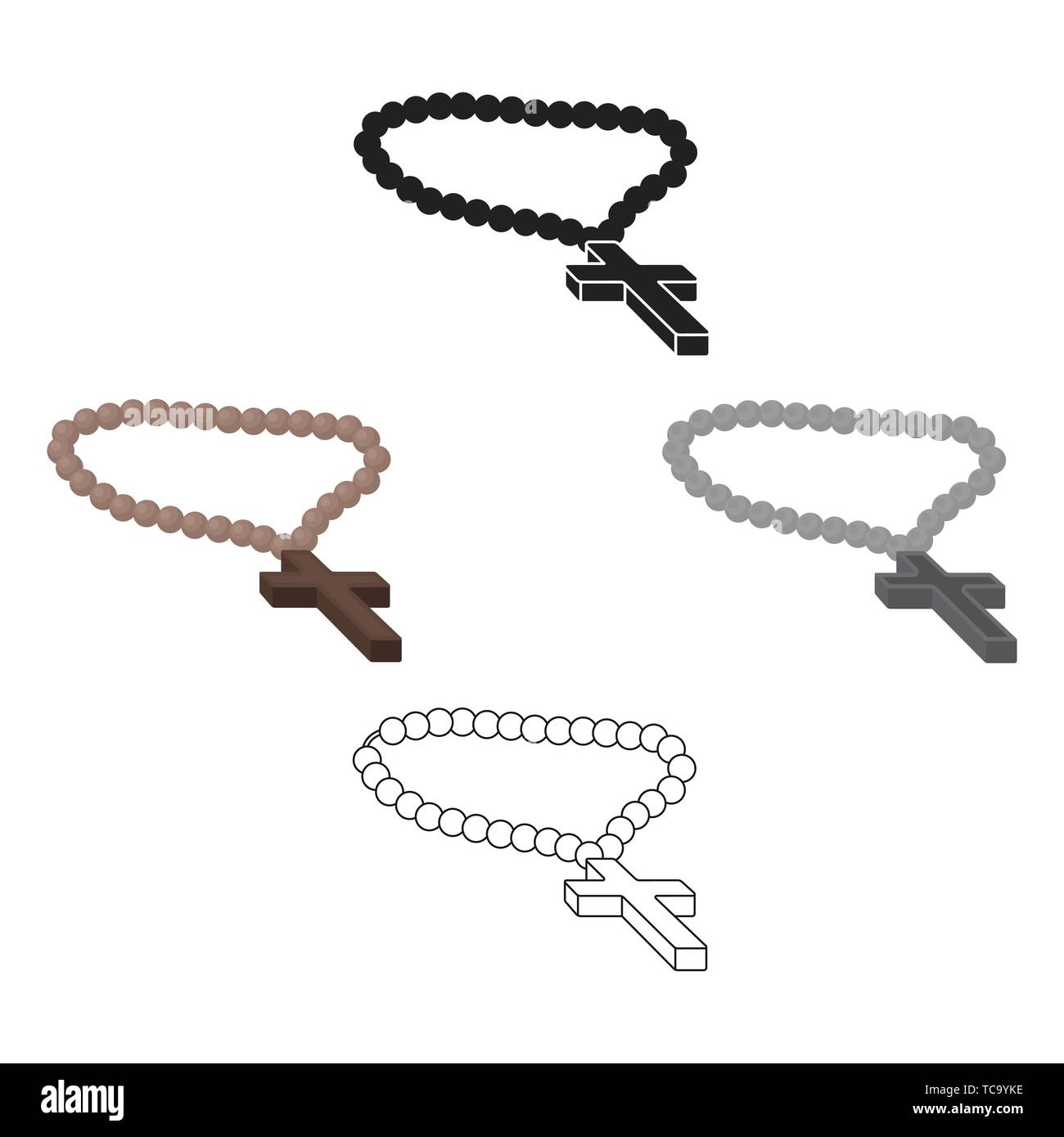 Christian Rosenkranz Symbol im Cartoon Stil, schwarz auf weißem ...