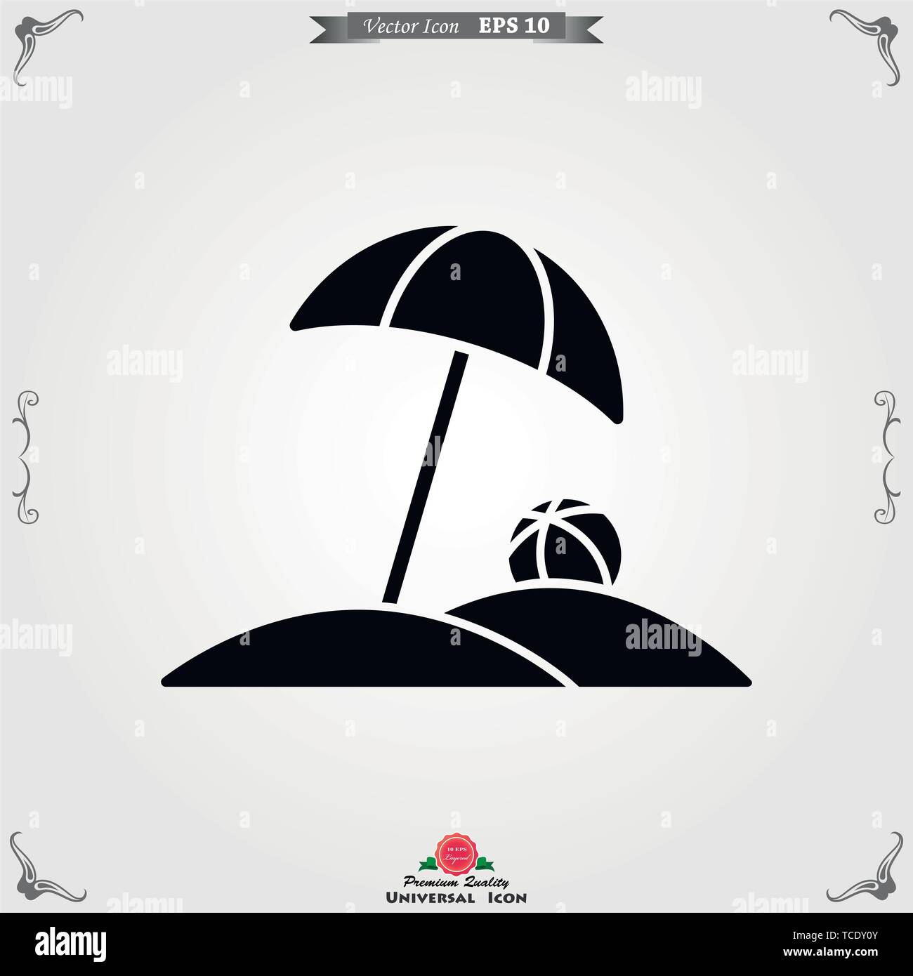 Strand Symbol, Sommer Zeichen: Vektor Symbol für Urlaub und Tourismus ...