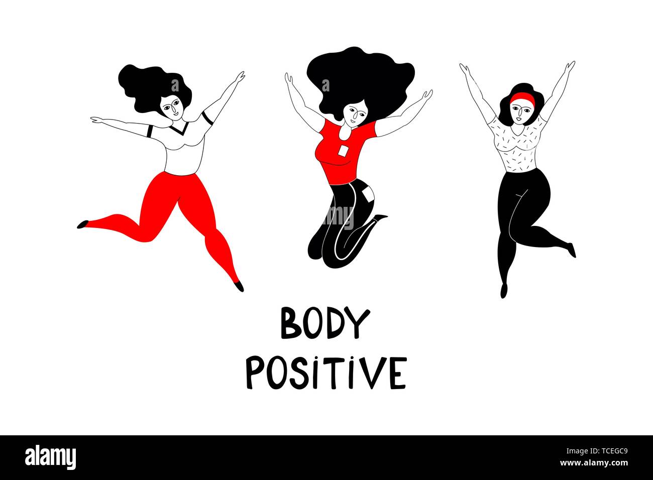 Happy plus größe Mädchen auf einem weißen Hintergrund. Körper positive ...