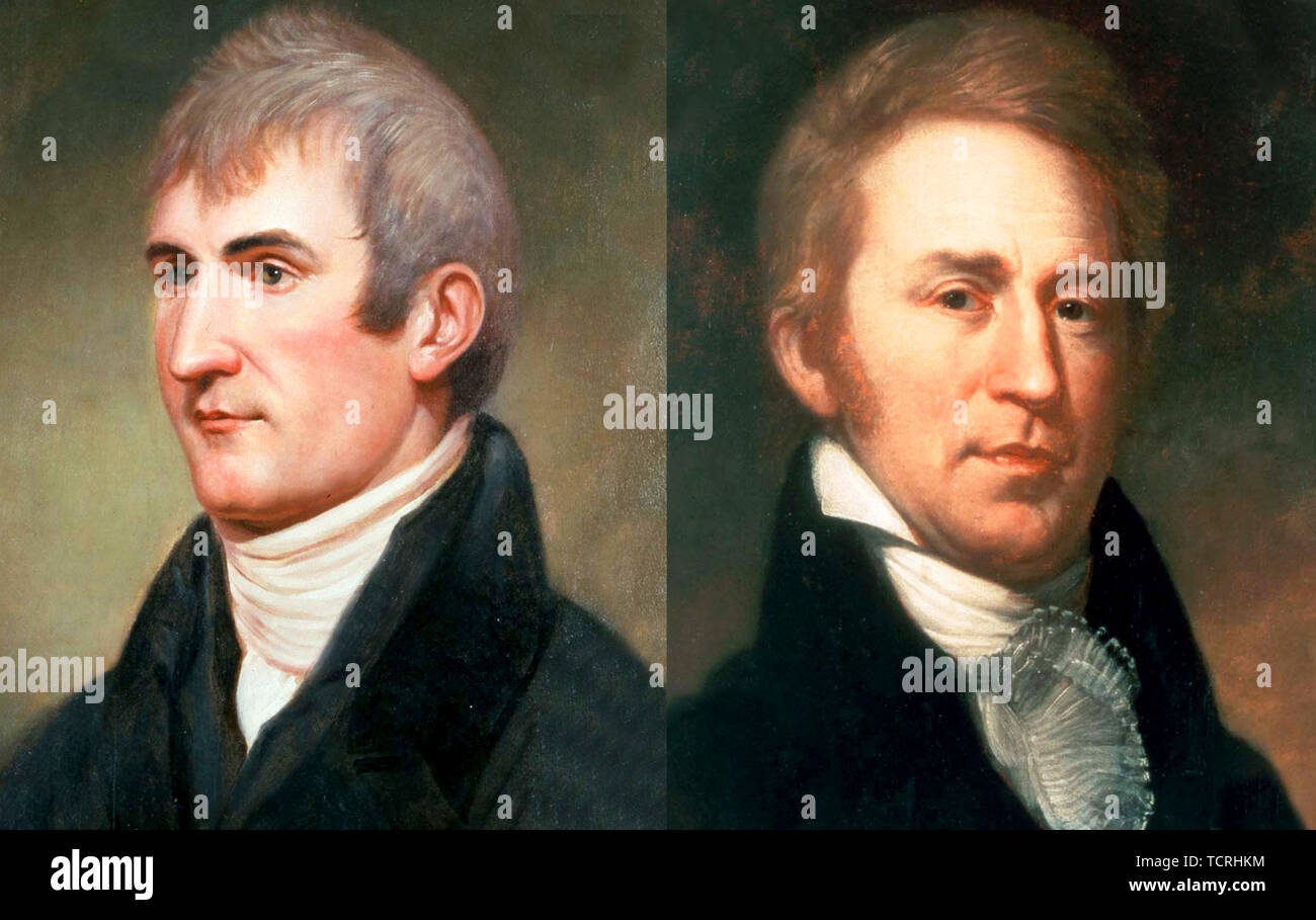 William Clark (1770-1838), rechts, und Meriwether Lewis (1774-1809), US ...