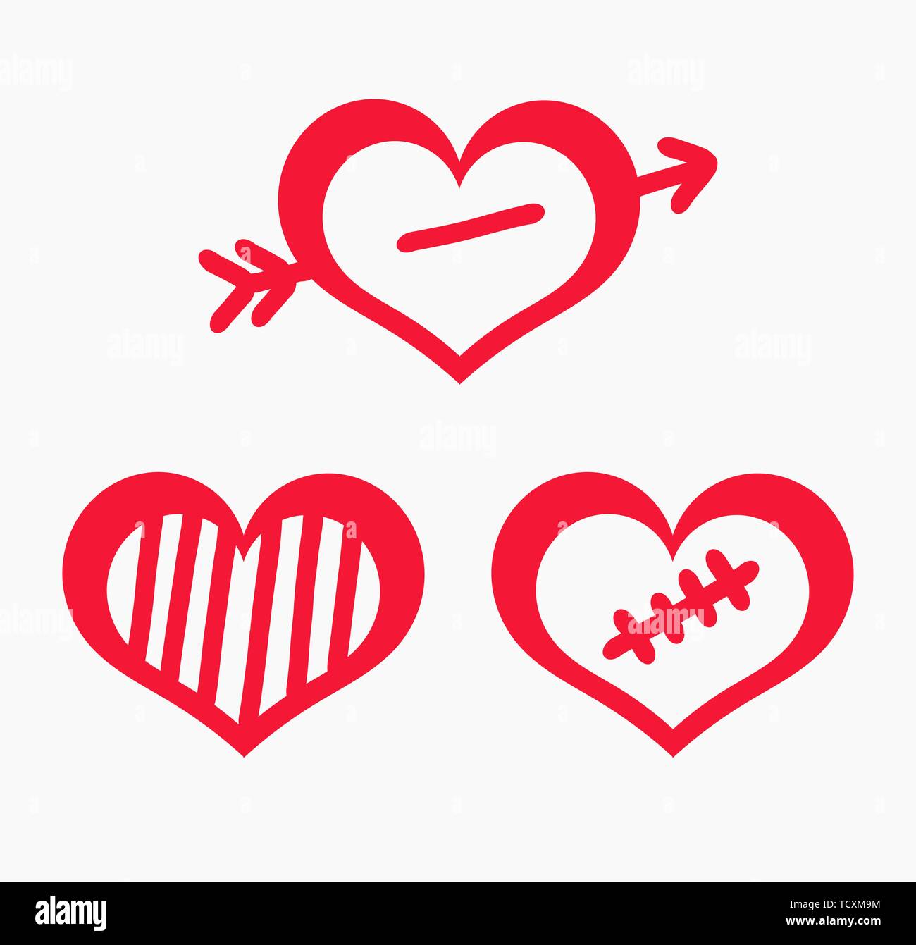 Drei symbolische Herzen Symbole. Vector Illustration Stock-Vektorgrafik ...