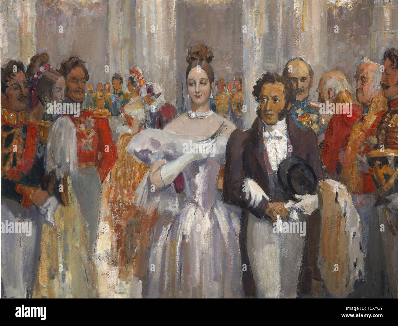Alexander Puschkin mit seiner Frau an der Kugel. Schöpfer: uljanov ...