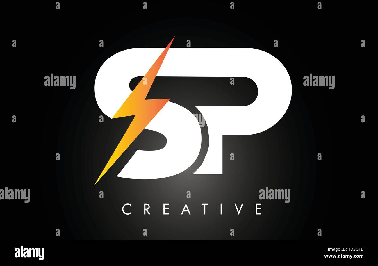 SP schreiben Logo Design mit Beleuchtung Donner Schraube. Elektrische ... SP schreiben Logo Design mit Beleuchtung Donner Schraube. Elektrische ...