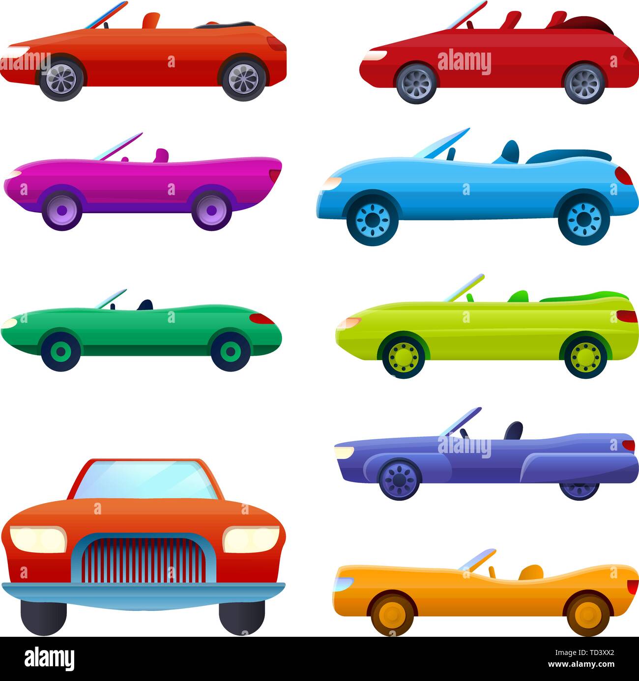 Cabriolet Symbole gesetzt. Cartoon von Cabrio Vector Icons für Web ...