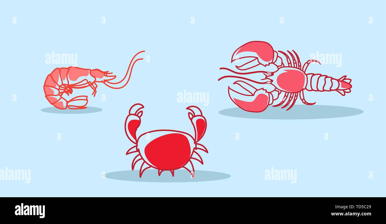 Cartoon rote Krabbe Lobster shrimb Symbol frische Meeresfrüchte Konzept ...
