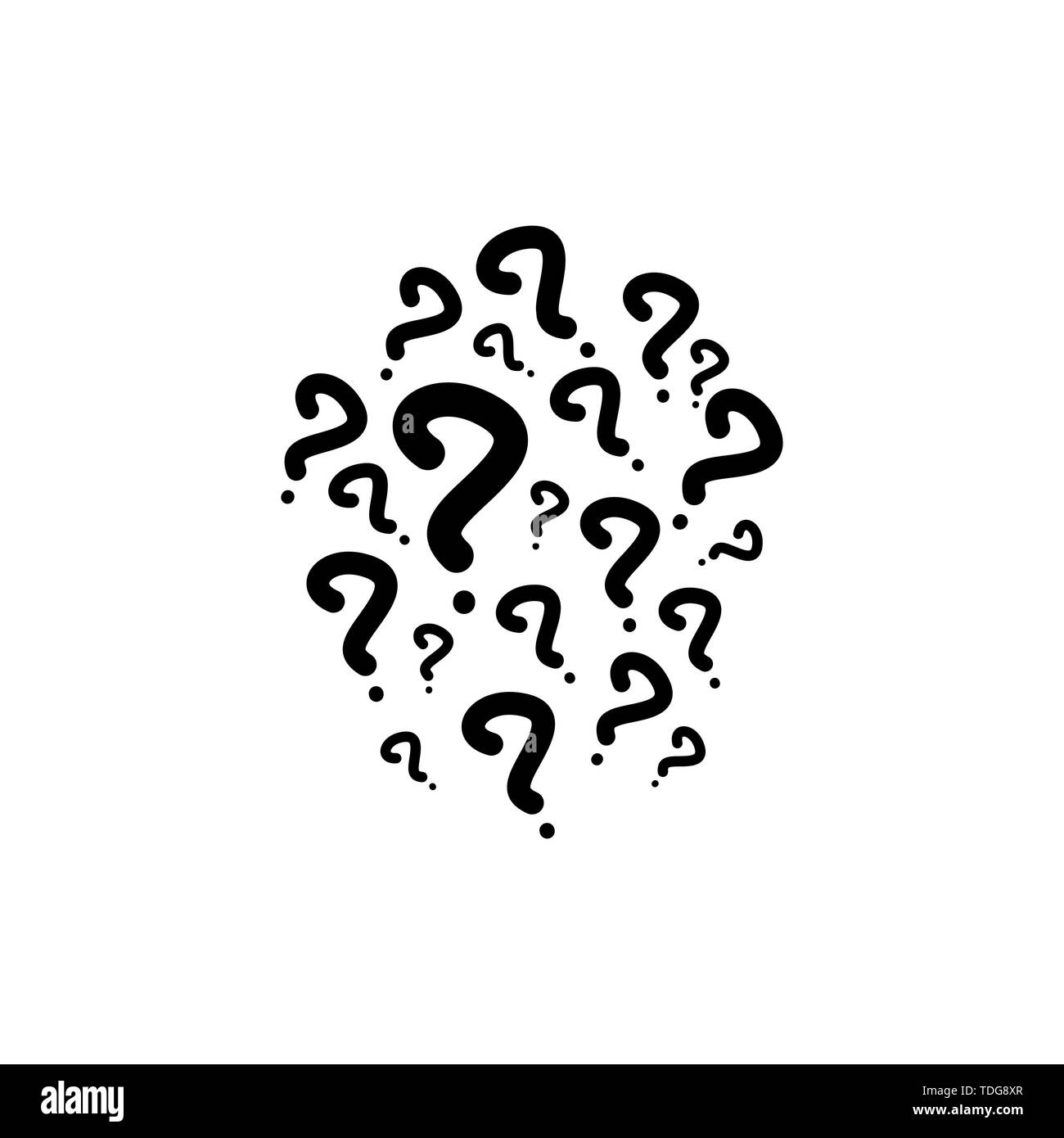 Hand Fragezeichen zeichen Symbol gezeichnet. Flache Vector Illustration ...