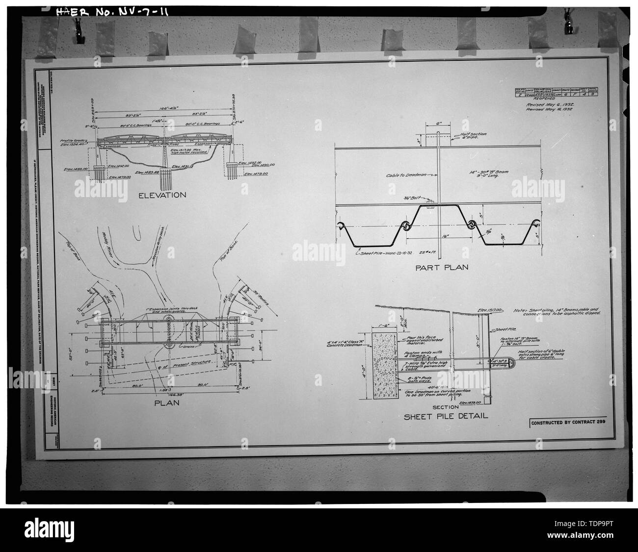 Fotokopie der Bauzeichnung (aus Nevada Abt. der Transport) ELEVATION ...