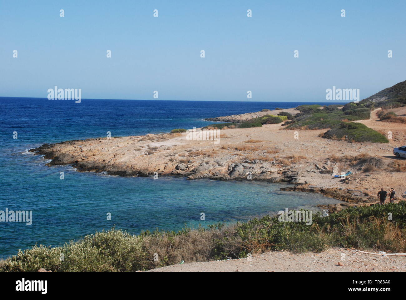 Das ruhige Meer an der Hamolia Strand in der Nähe der Stadt Athen ...