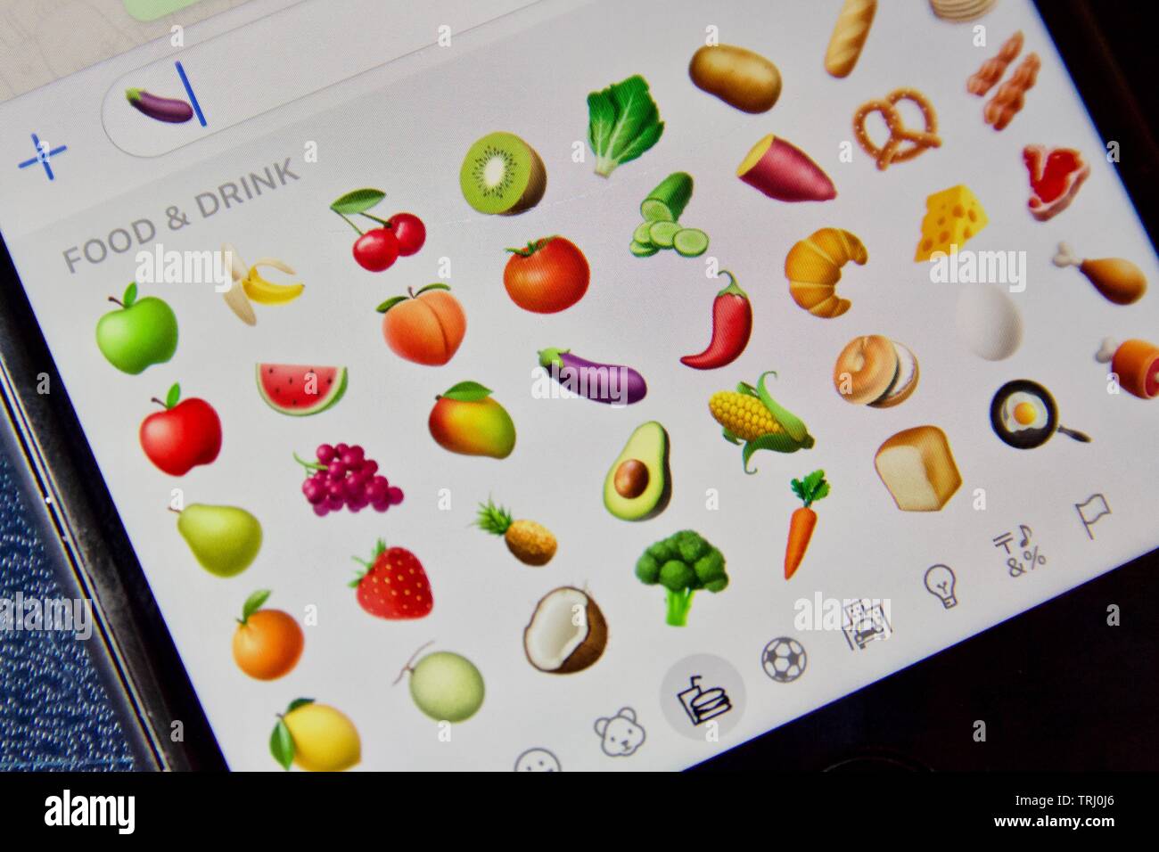 Essen & Trinken emojis auf Whatsapp, mit der Aubergine oder eierfrucht ...