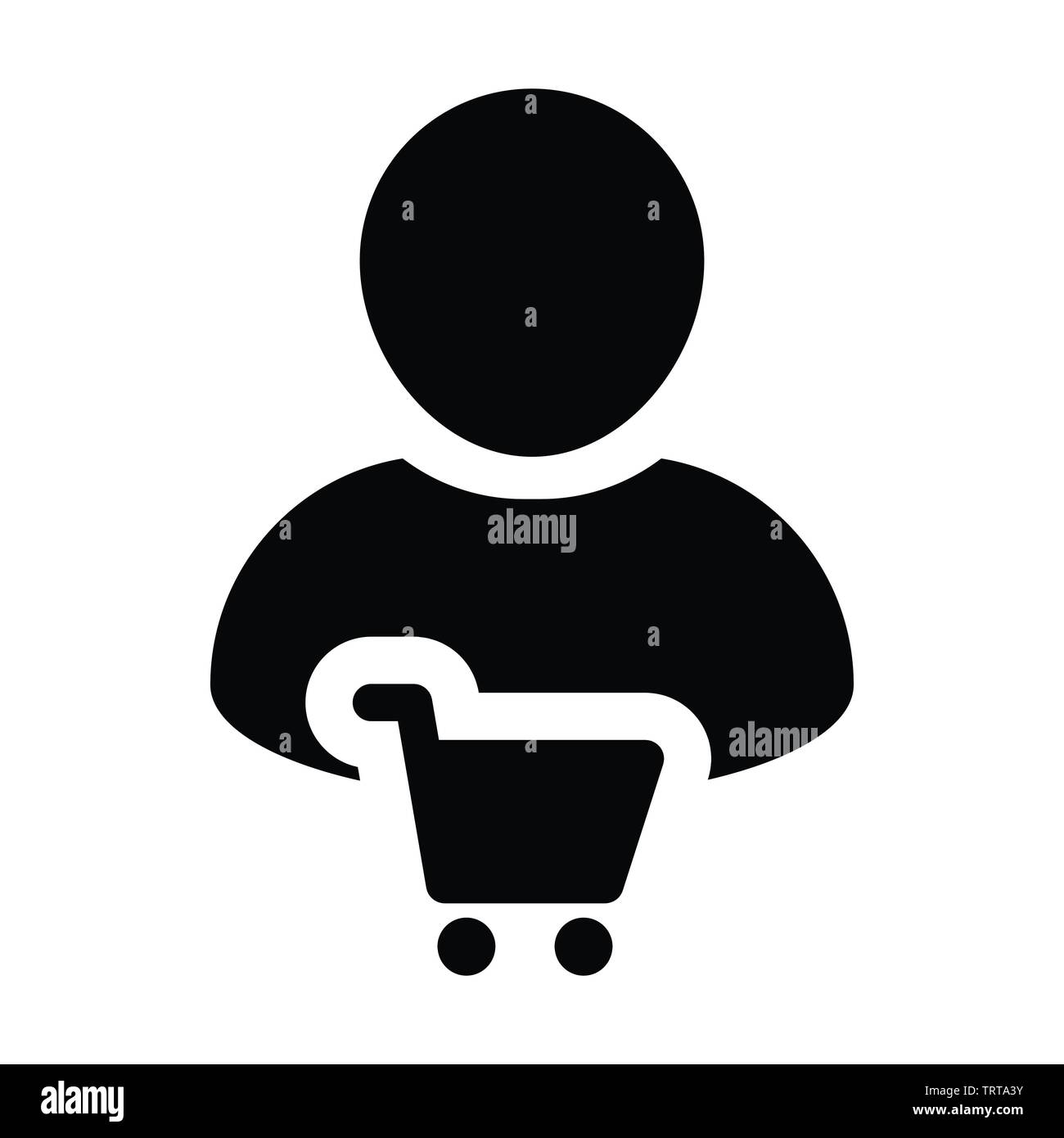 Warenkorb Symbol Vektor mit männlichen Kunden person Profil avatar ...