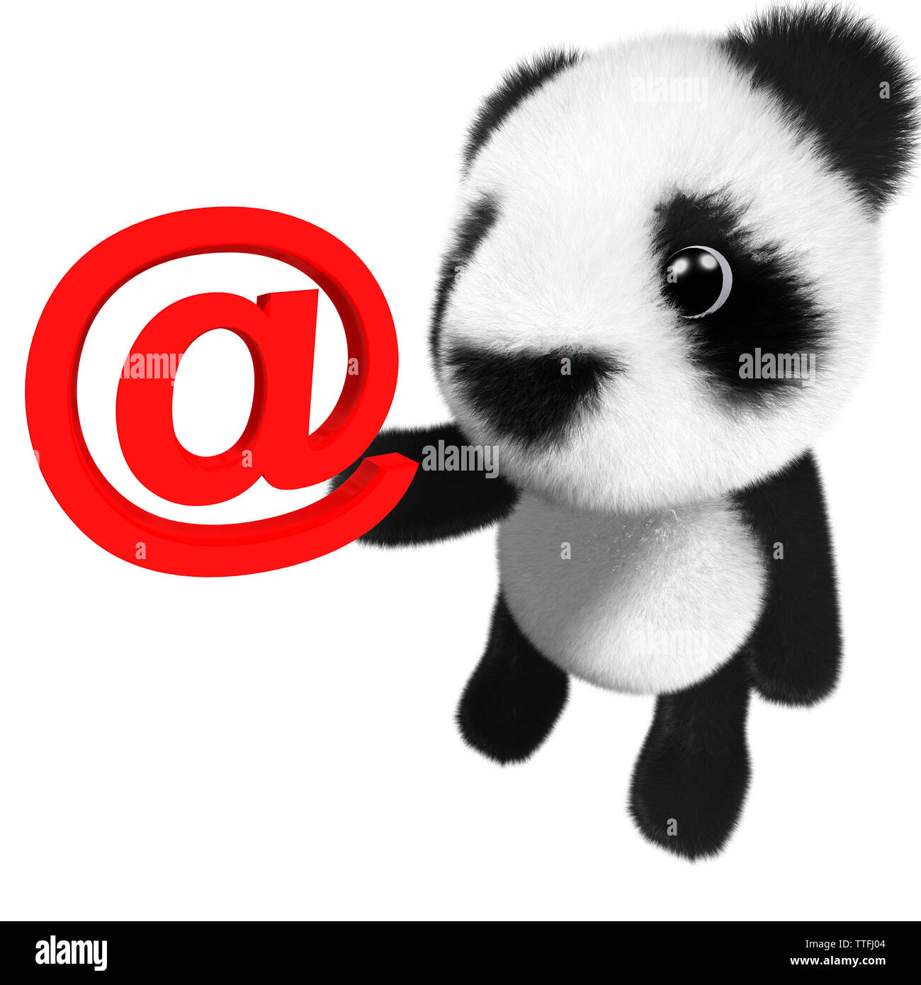 3D-Render eines lustigen Cartoon baby panda Bär Charakter Holding eine ...
