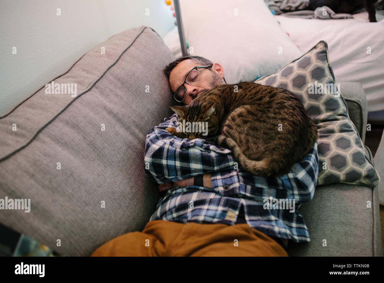 Schlaf Mit Katze Stockfotos und -bilder Kaufen - Alamy