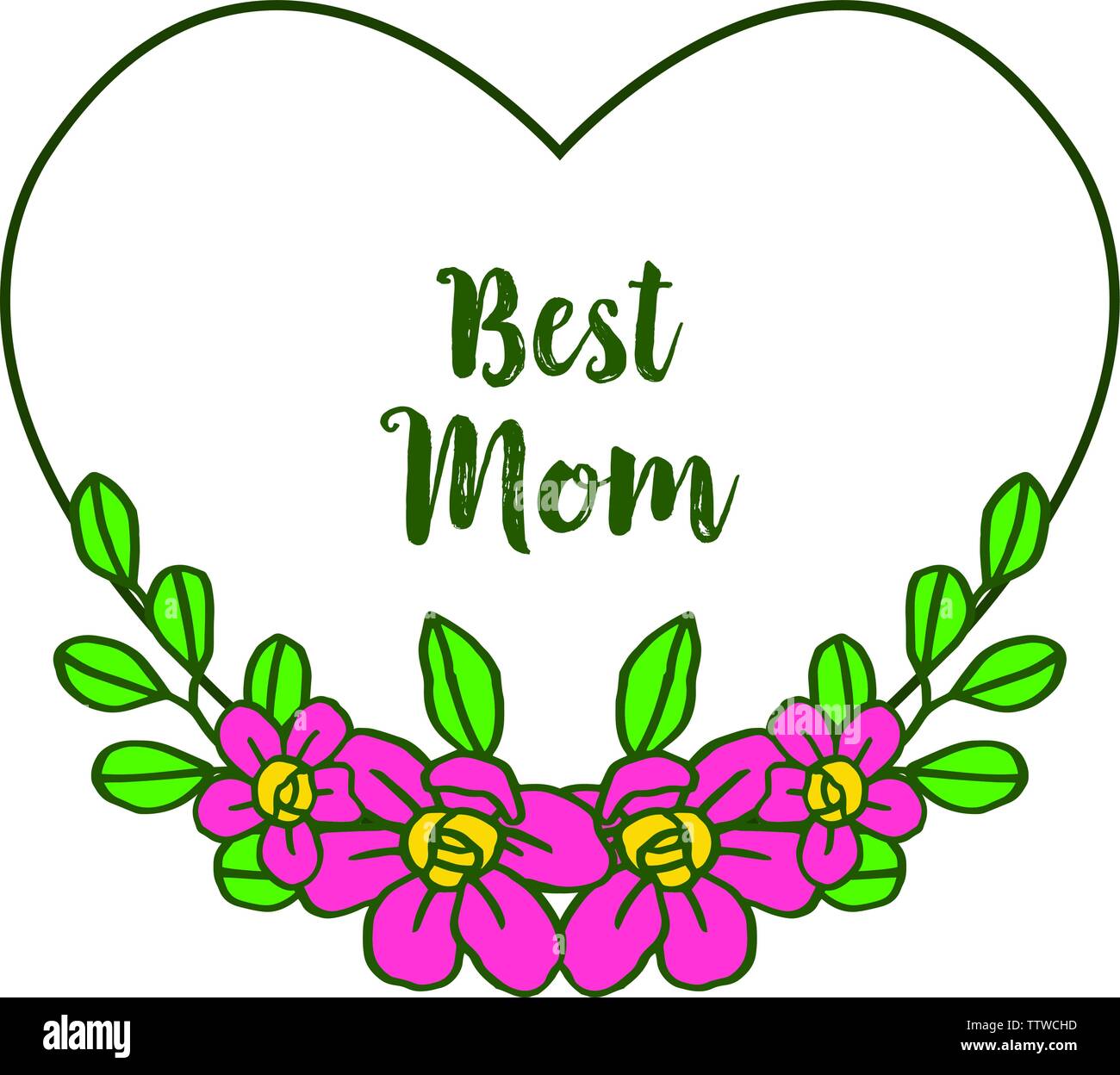 Vector Illustration verschiedene Kunstwerke rosa bouqet Rahmen mit ...