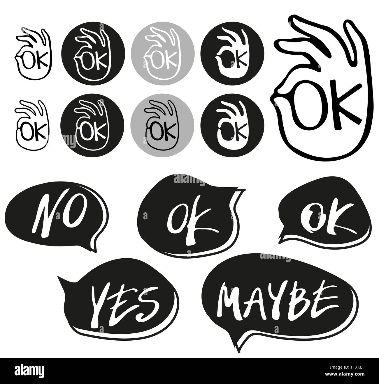 Abstrakte OK okay Hand symbol Vektor und hand Ja, nein, vielleicht, ok ...