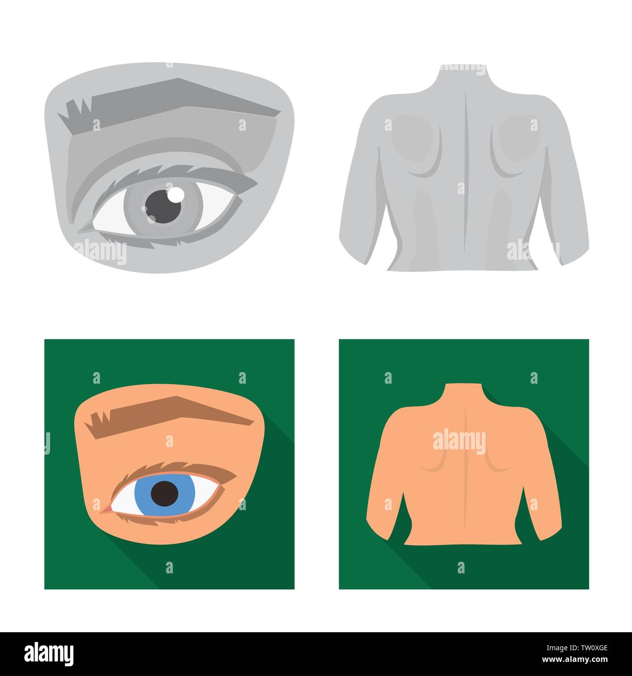 Isoliertes Objekt von Körper und Symbol. Sammlung von Körper und ...