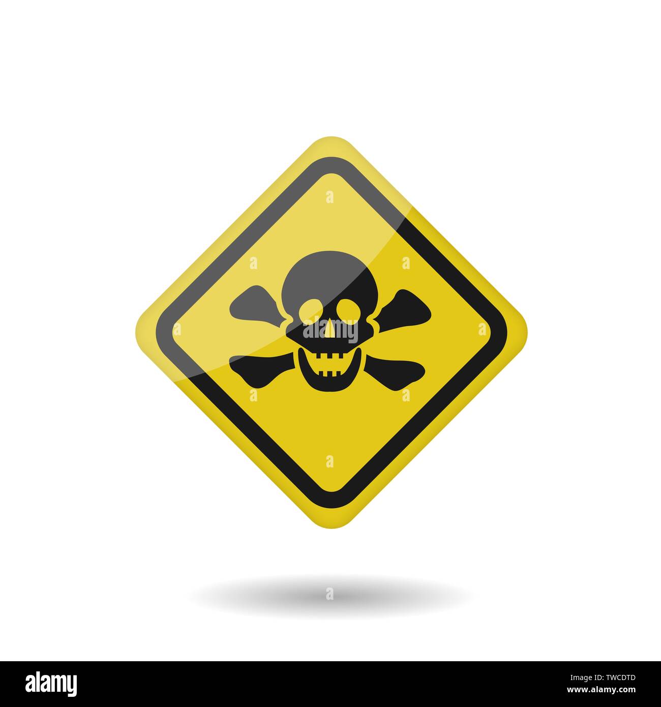 Gefahr Vektor unterzeichnen. Gelbe Warnmeldung Abzeichen, Schädel und ...