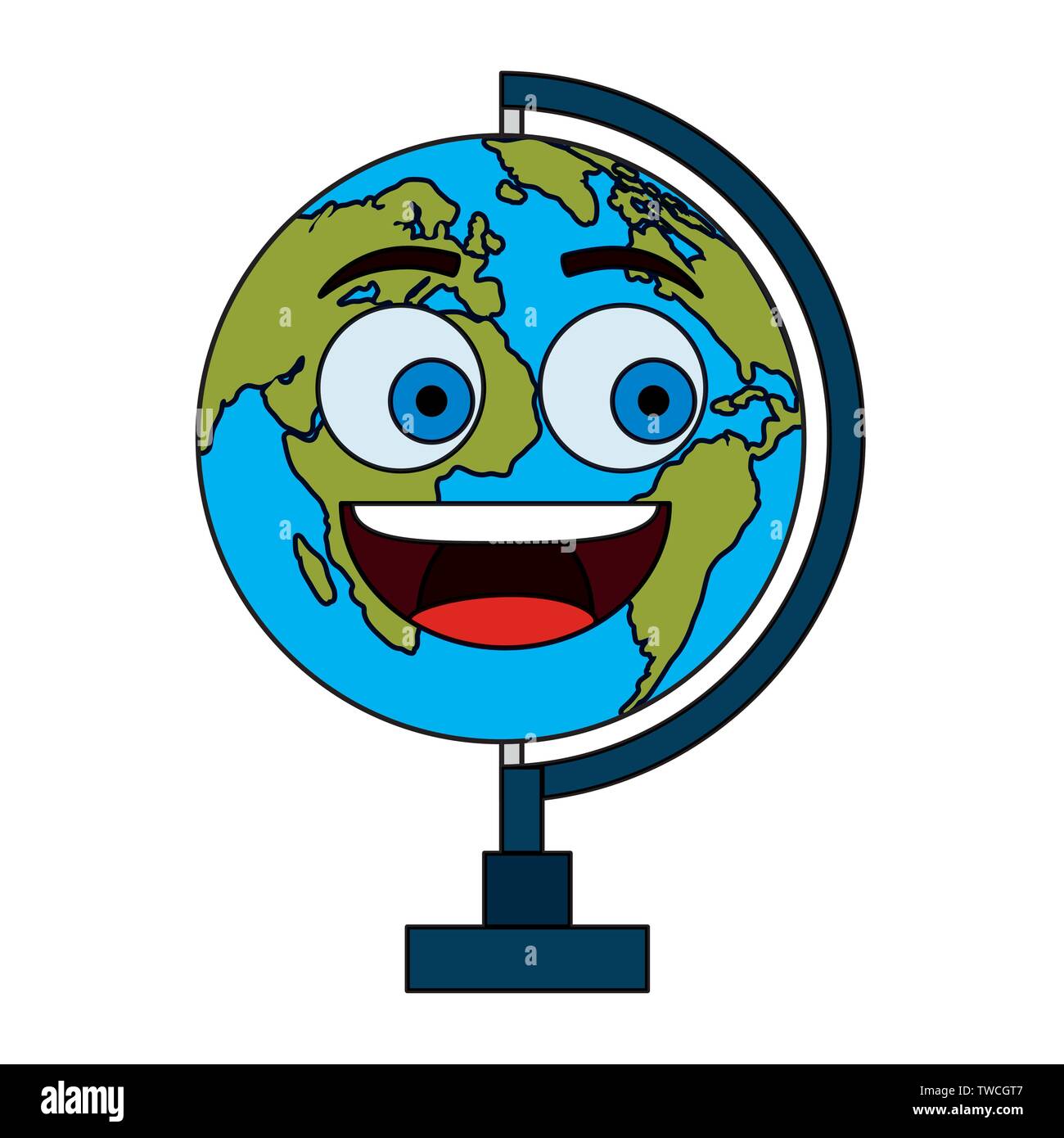Welt Karte Erde kawaii Comic-figur Stock-Vektorgrafik - Alamy