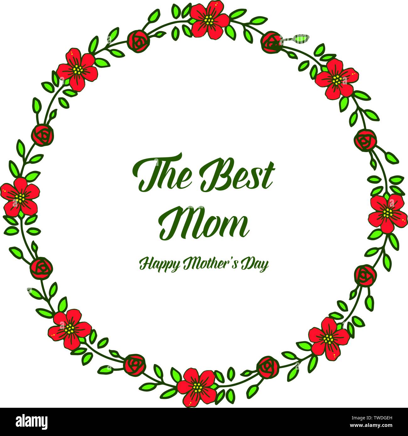 Vector Illustration schreiben beste Mama mit Kunstwerken blatt Kranz ...