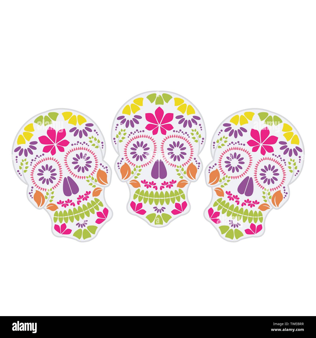 Totenkopf mit blumen gezeichnet Stock-Vektorgrafiken kaufen - Alamy