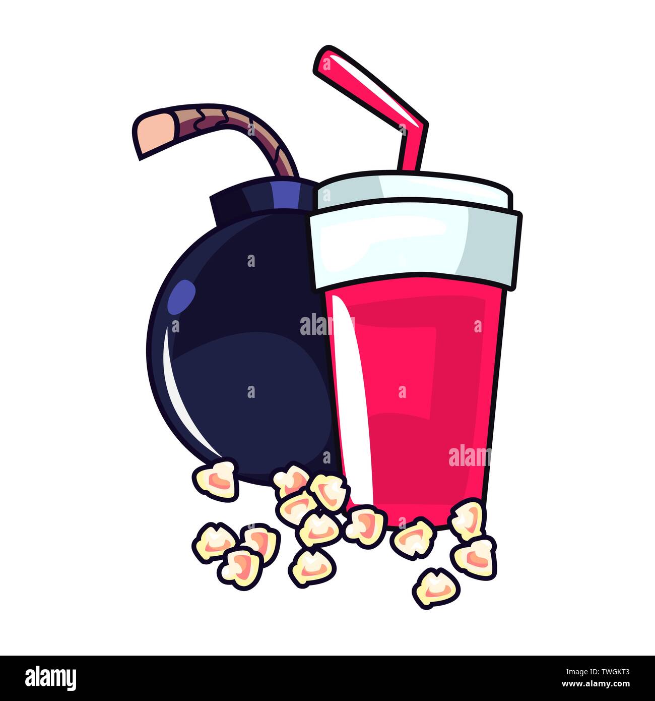 Boom boom Popcorn comic Soda Pop art Vector Illustration Stock ...