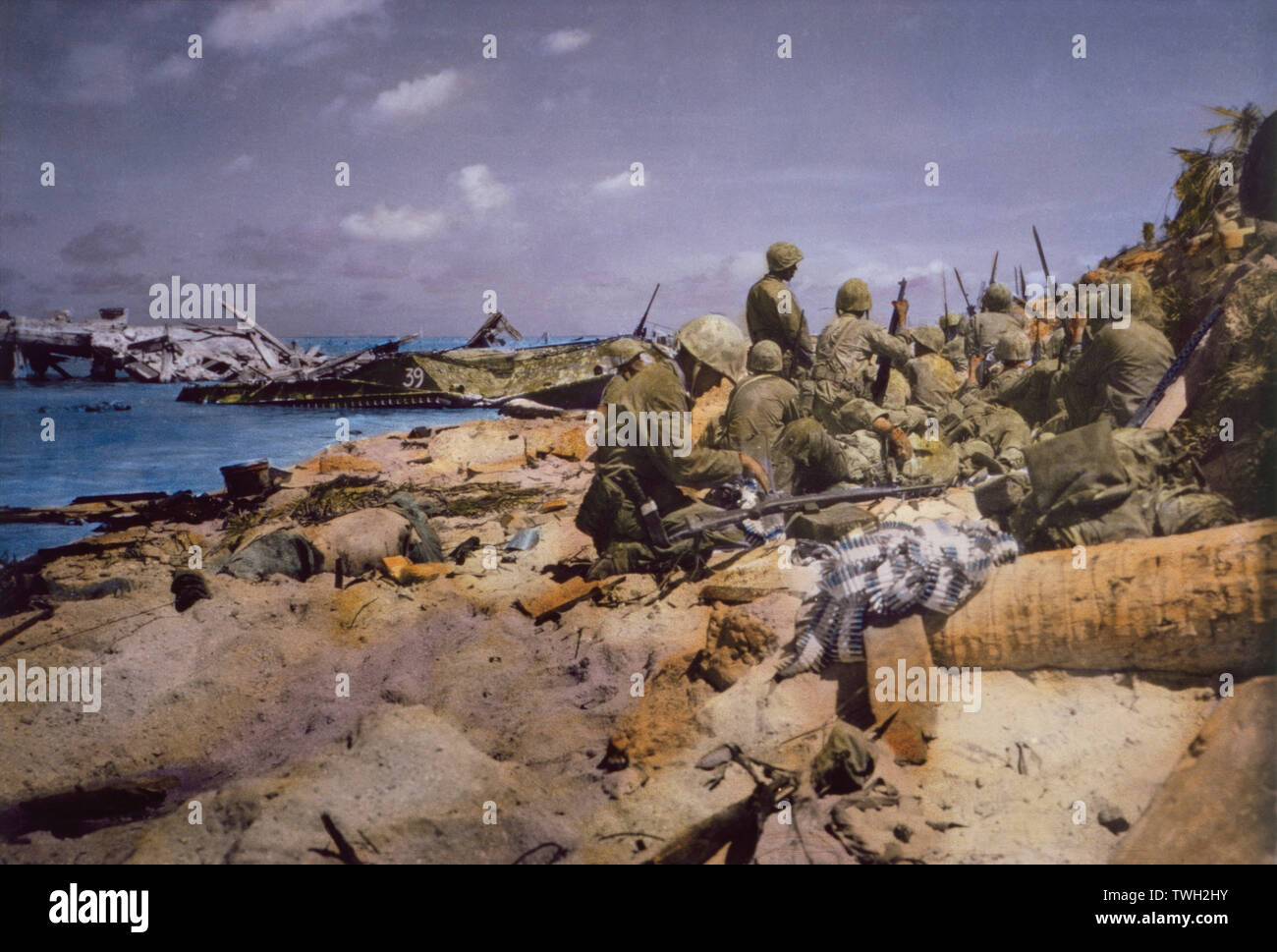 Us-Marines, die in der Schlacht am Brückenkopf, Schlacht um Tarawa ...