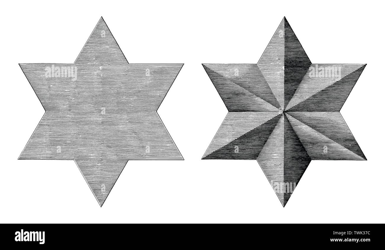 6 Stern Hand zeichnen Vintage Style schwarz und Weiß Clipart auf weißem ...