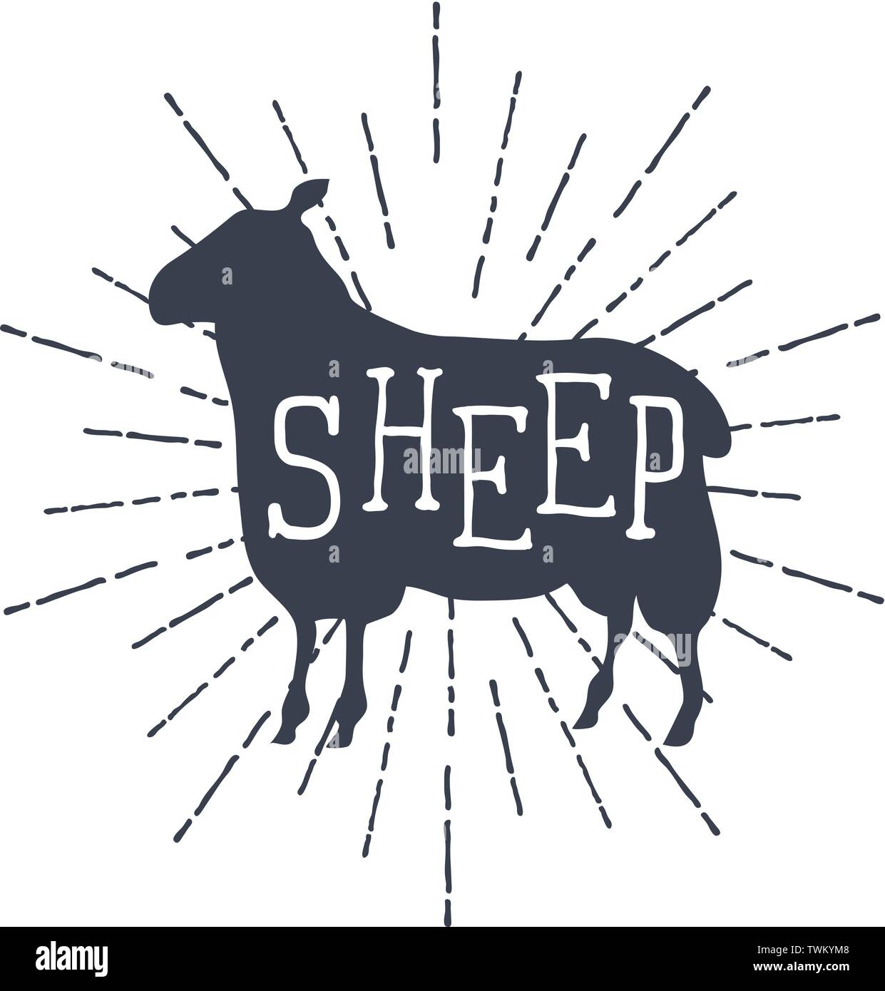 Tiere auf dem Bauernhof, Vector Icons. Silhouette der Schafe. Vector ...