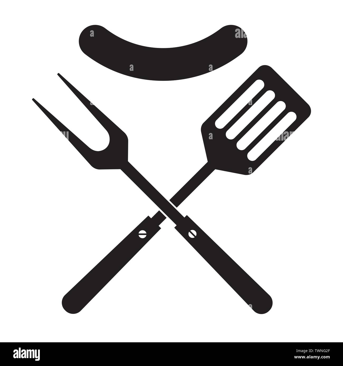 BBQ oder Grill tools Symbol. Gekreuzt Grill Gabel und Spachtel mit ...