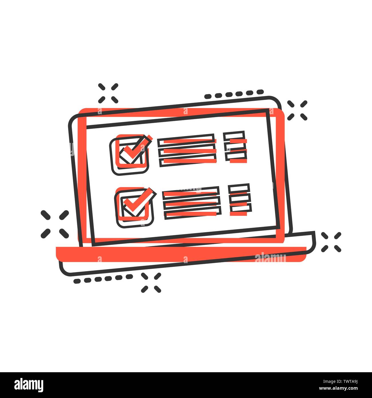 Online Umfrage zeichen Symbol im Comic-stil. Fragebogen vektor Cartoon ...