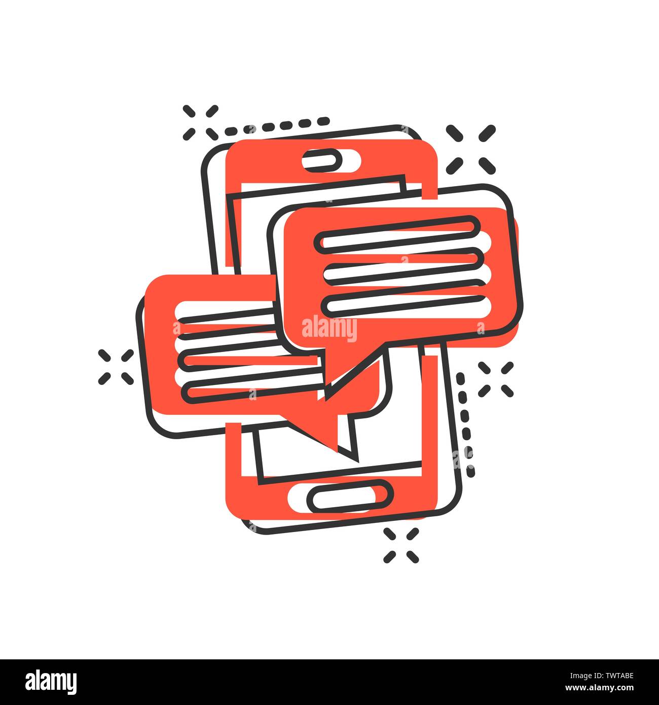 Handy Chat zeichen Symbol im Comic-stil. Benachrichtigungen vektor ...