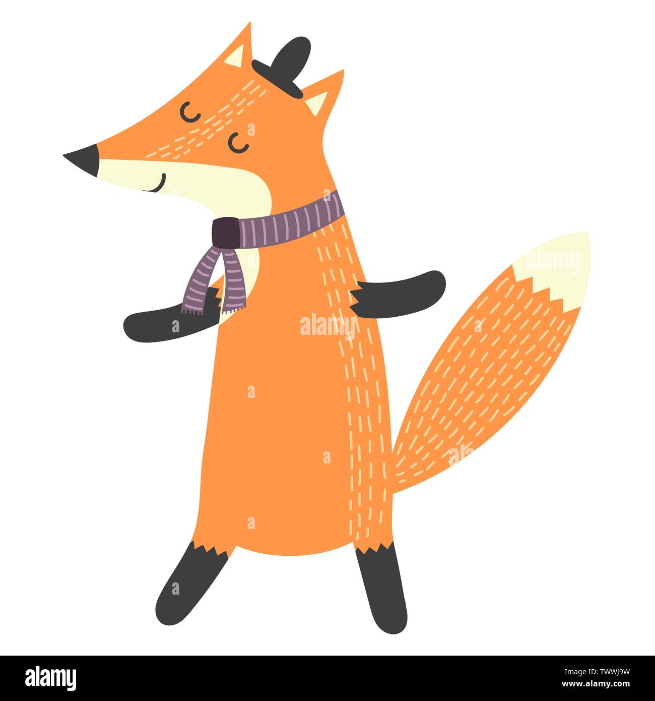 Lustige walking Fuchs in den Hut. Isolierte Element. Vector ...