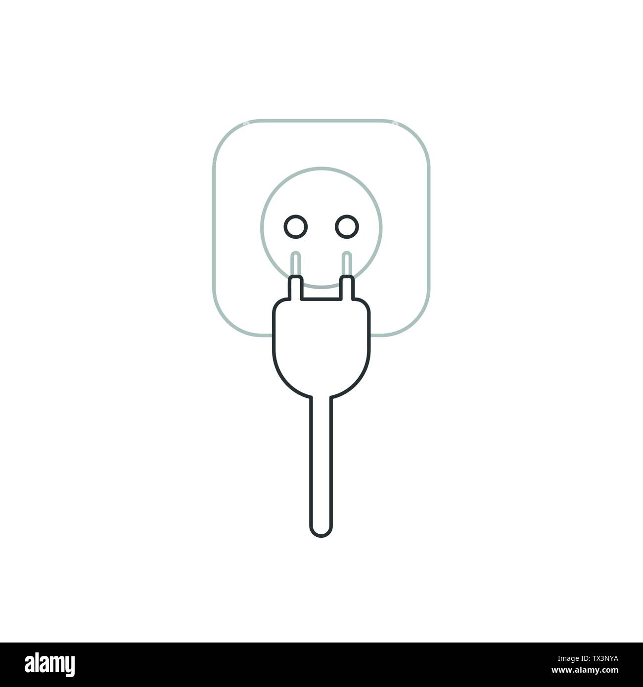 Vektor icon Konzept der elektrischen Stecker mit Kabel und Steckdose ...