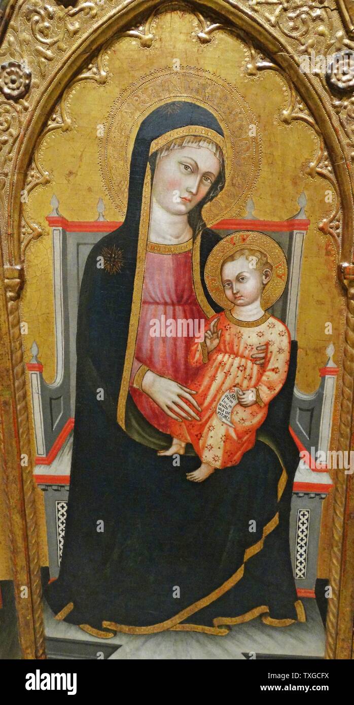 Altarbild der Madonna mit Heiligen Agatha, Stephen, Francis und ein heiliger Märtyrer. Von Lo ...