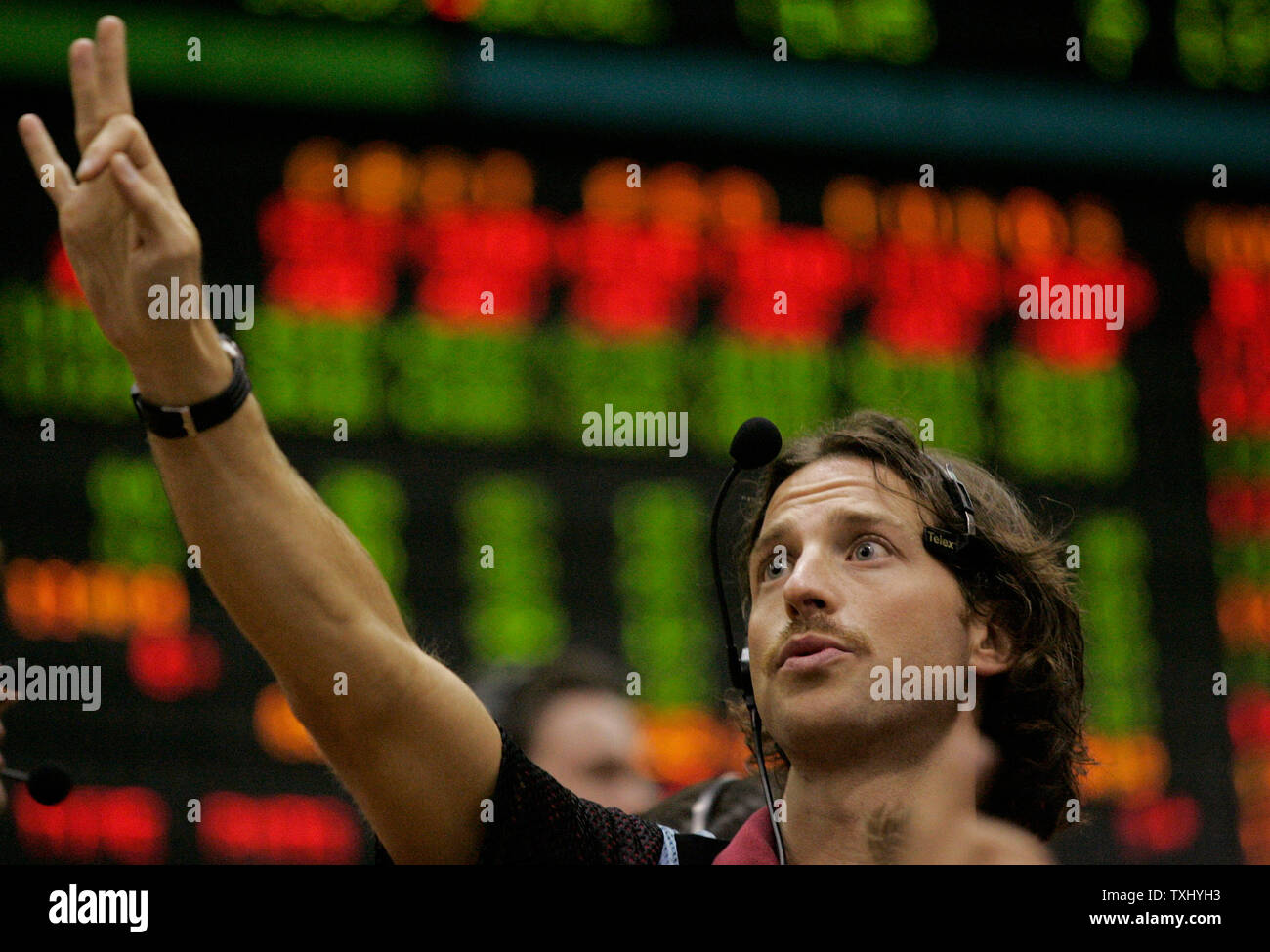 Händler Brian Bunn arbeitet in der eurodollar Grube an der Chicago ...