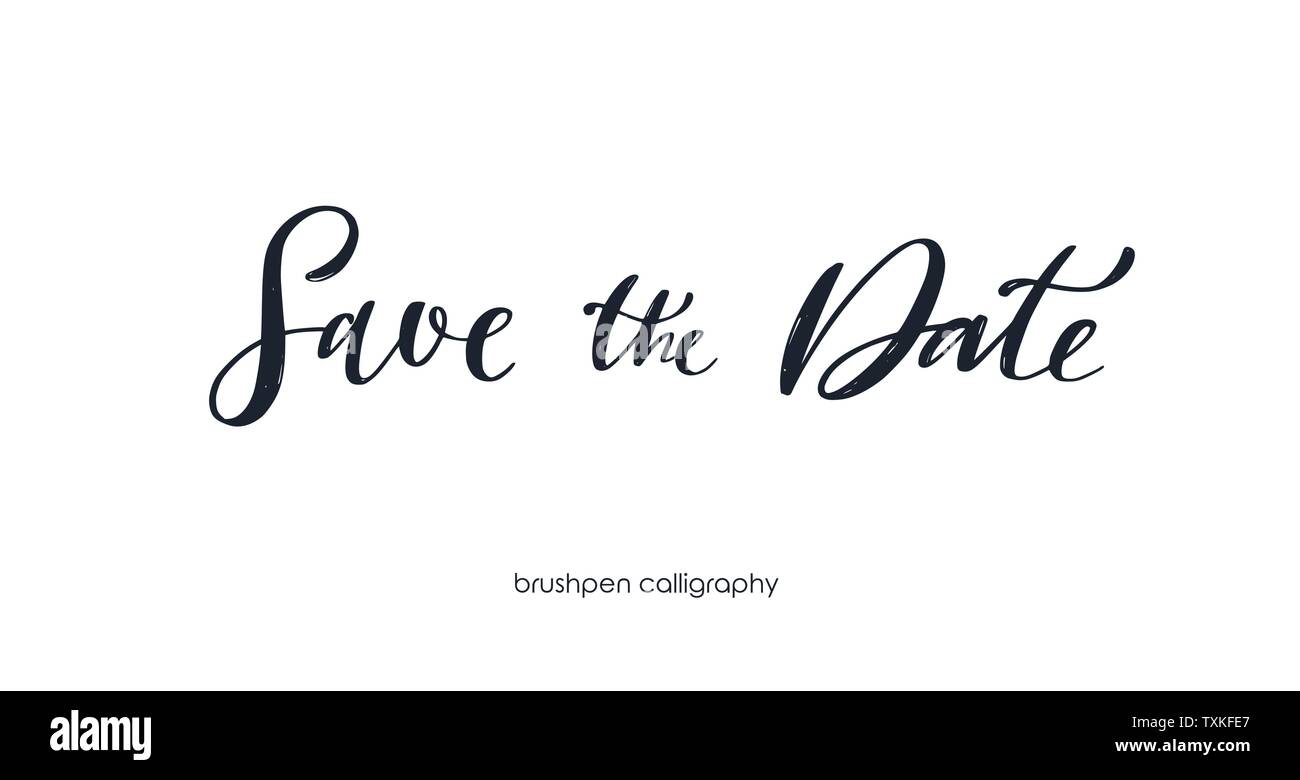 Datum speichern. Brushpen handgeschriebenen Kalligraphie. Vektor Hand ...