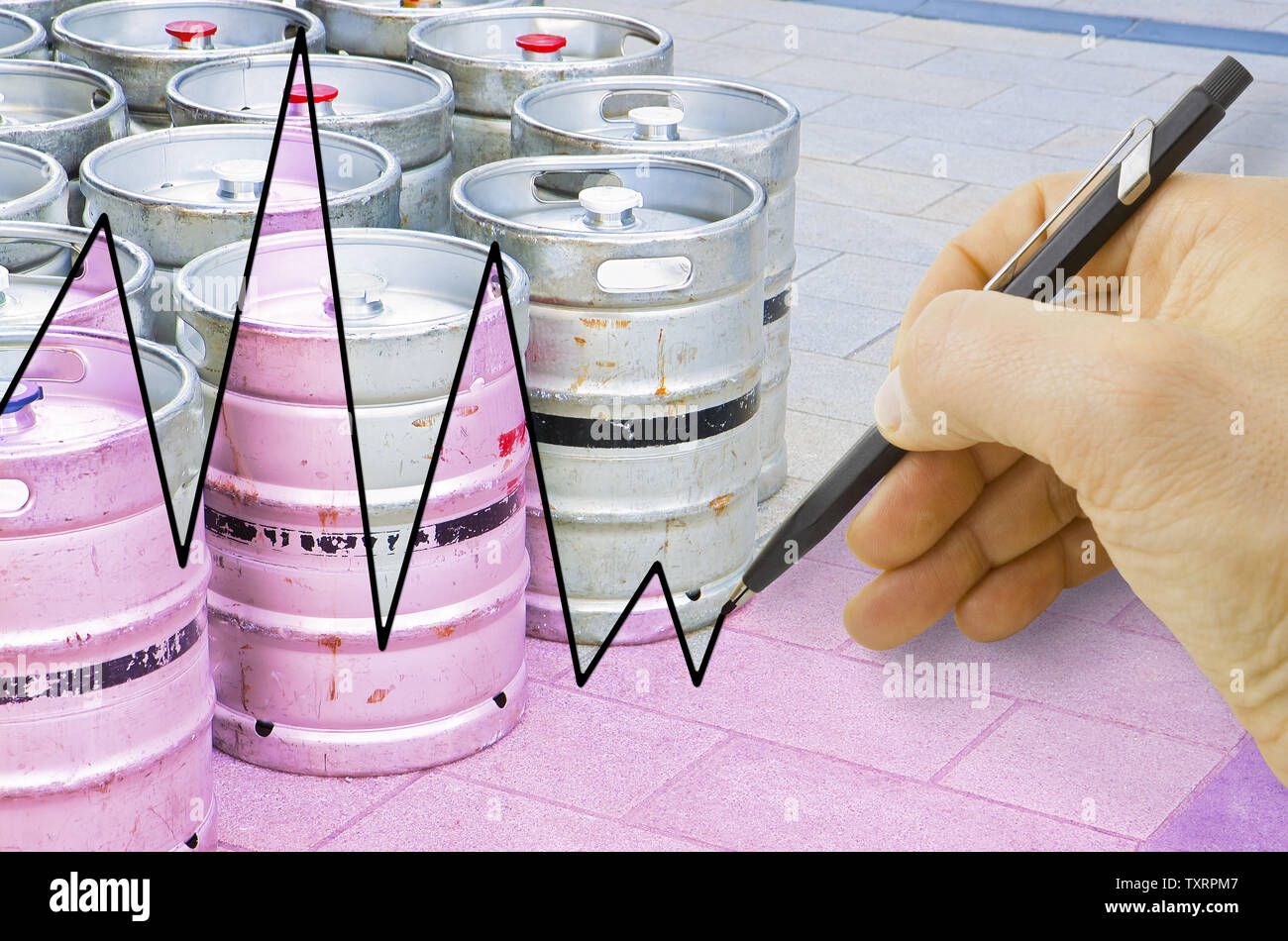 Hand zeichnen ein Diagramm über die Entwicklung der Bierherstellung mit ...