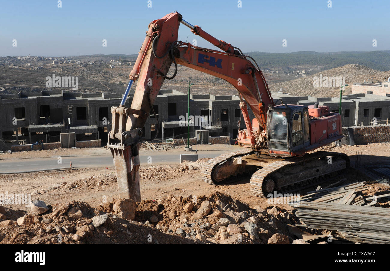 Palästinensischer Bauarbeiter bauen neue Jüdische Gehäuse in der ...