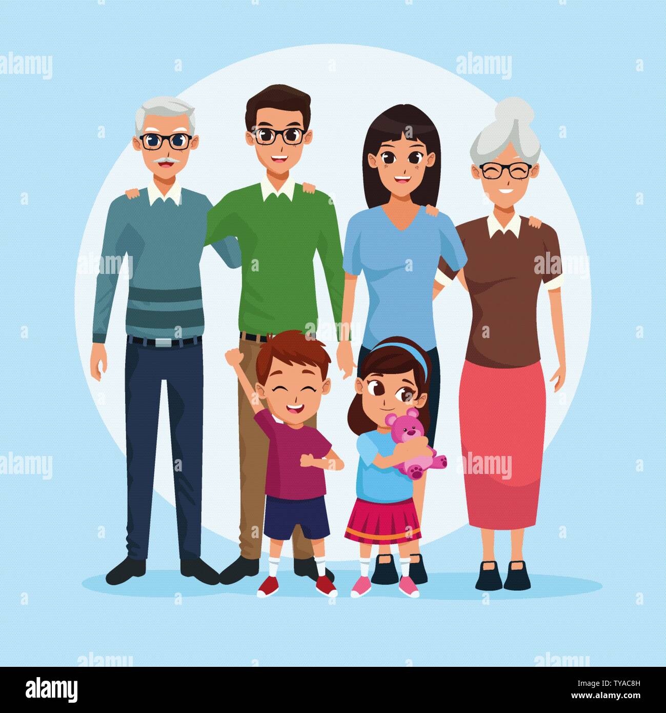Familie Großeltern, Eltern und Kinder cartoons Stock-Vektorgrafik - Alamy