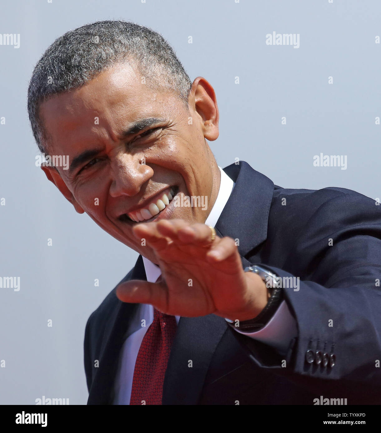 Us-Präsident Barack Obama kommt am Sword Beach in Thann die ...