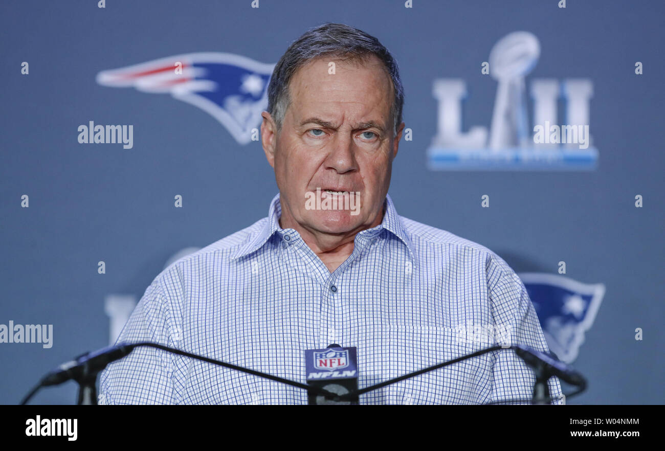 New England Patriots Head Coach Bill Belichick, spricht mit den Medien ...