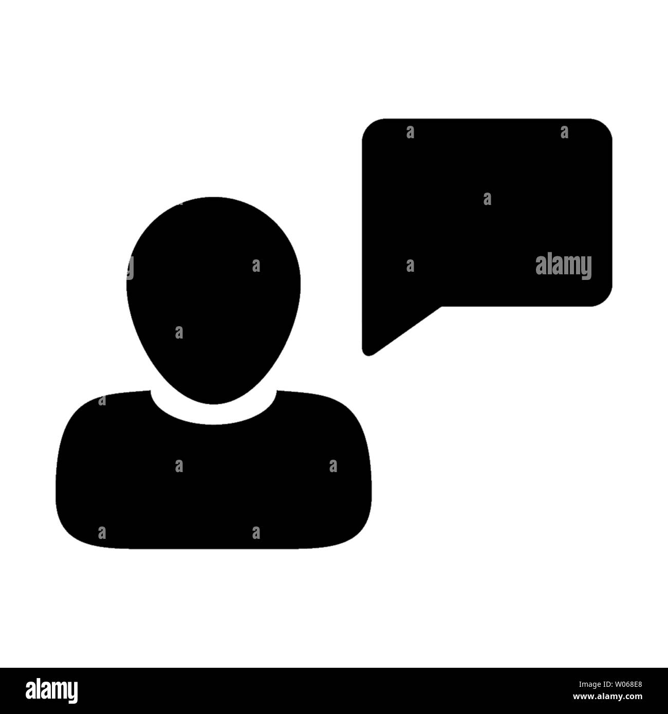 Rede Symbol Vektor männliche Person Profil Avatar mit Sprechblase ...