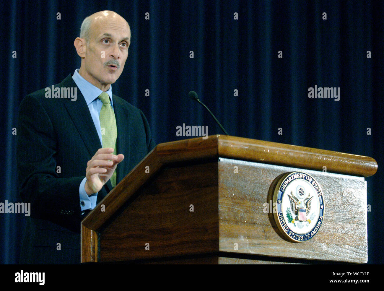 Minister für Innere Sicherheit Michael Chertoff spricht bei einer ...