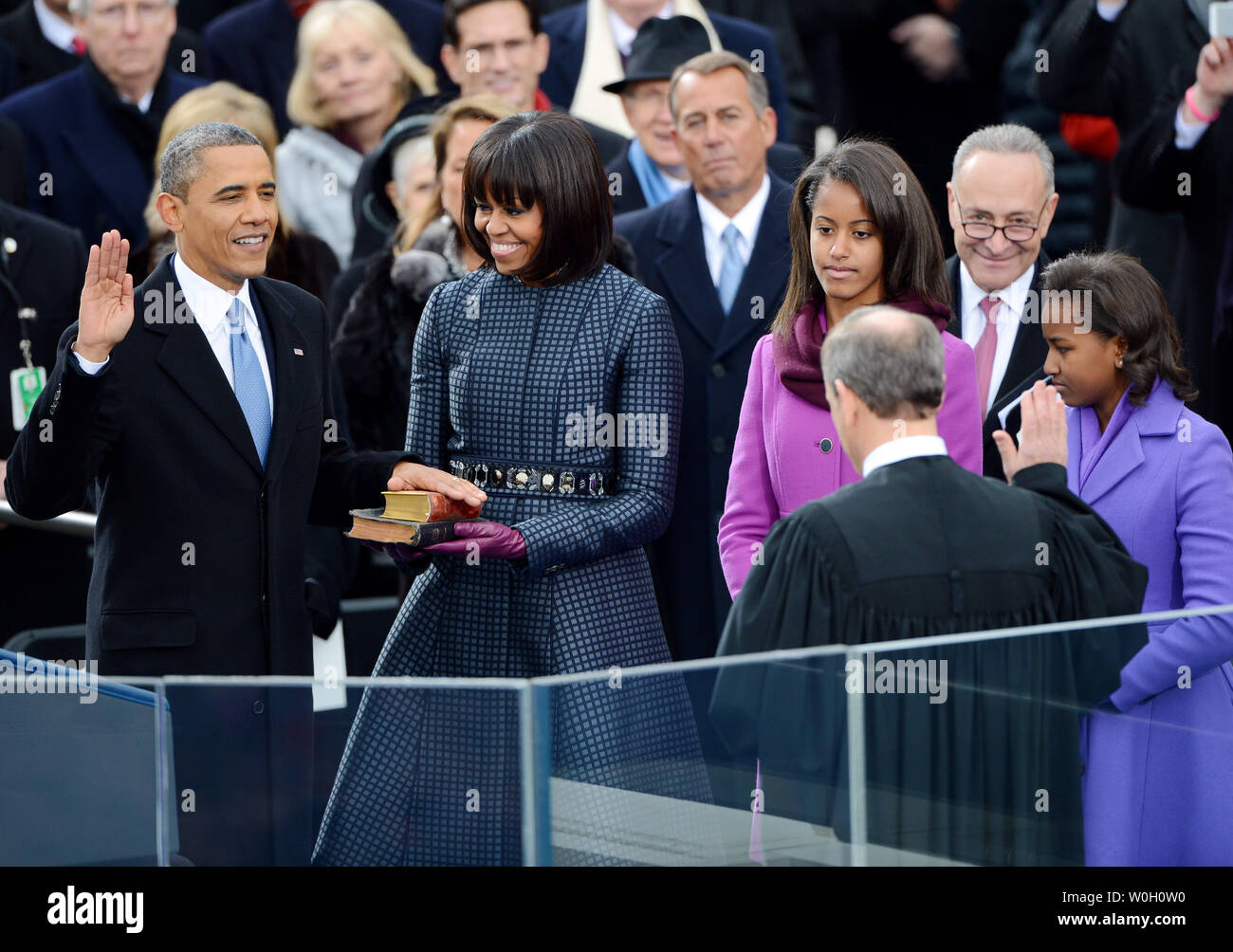 Töchter, Sasha und Malia Obama Obama und der First Lady Michelle Obama ...