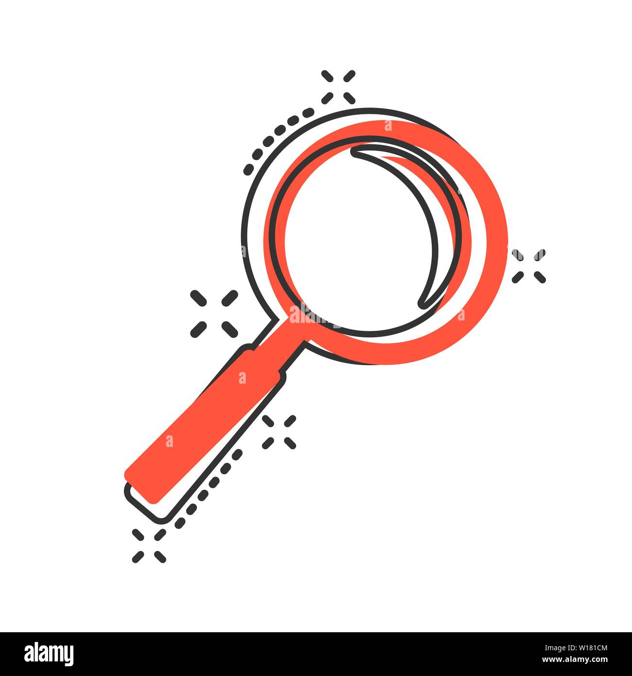 Lupe zeichen Symbol im Comic-stil. Lupe vektor Cartoon Illustration auf ...